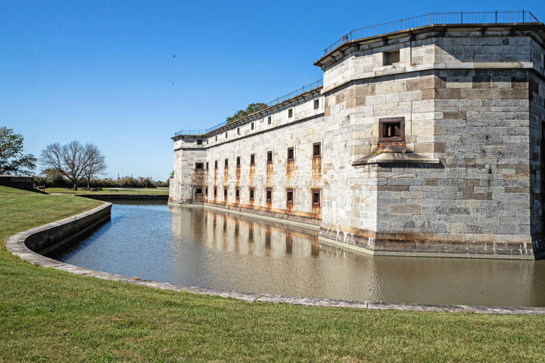 See Fort Delaware, which protected cities, housed Civil War prisoners