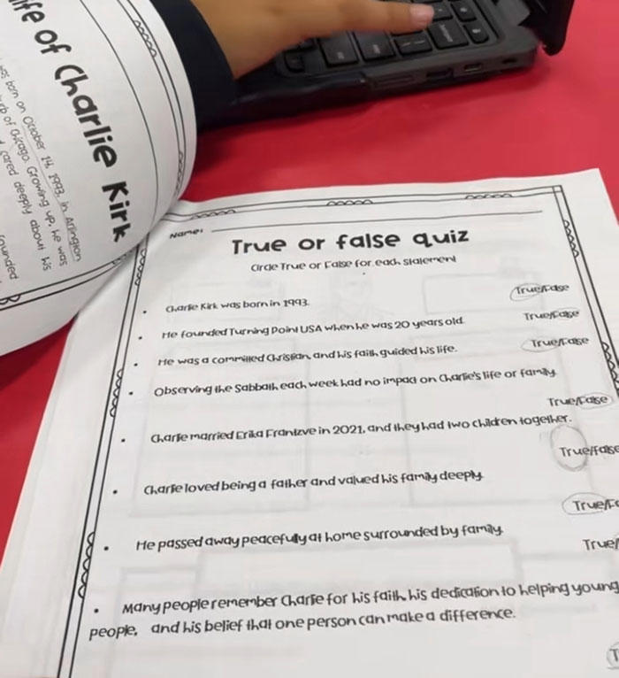5th grader assigned Charlie Kirk homework, dad’s reaction goes viral