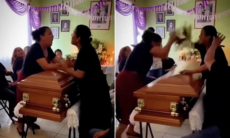 Women brawl on top of dead man's coffin at his funeral after realising ...