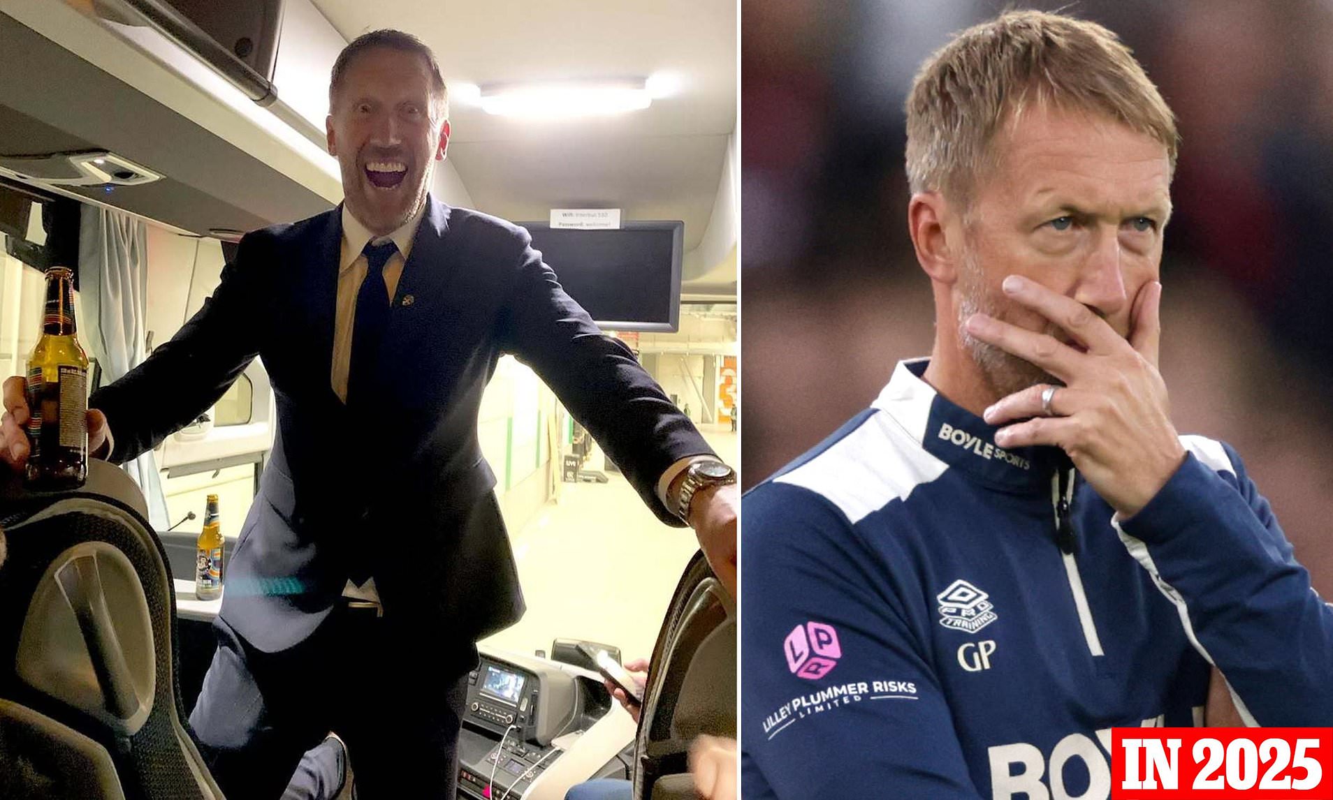Graham Potter's wild celebrations after leading Sweden to the World Cup ...