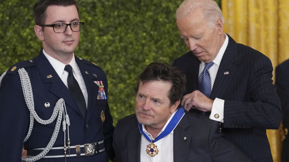 Michael J Fox receives Presidential Medal of Freedom from President Joe ...