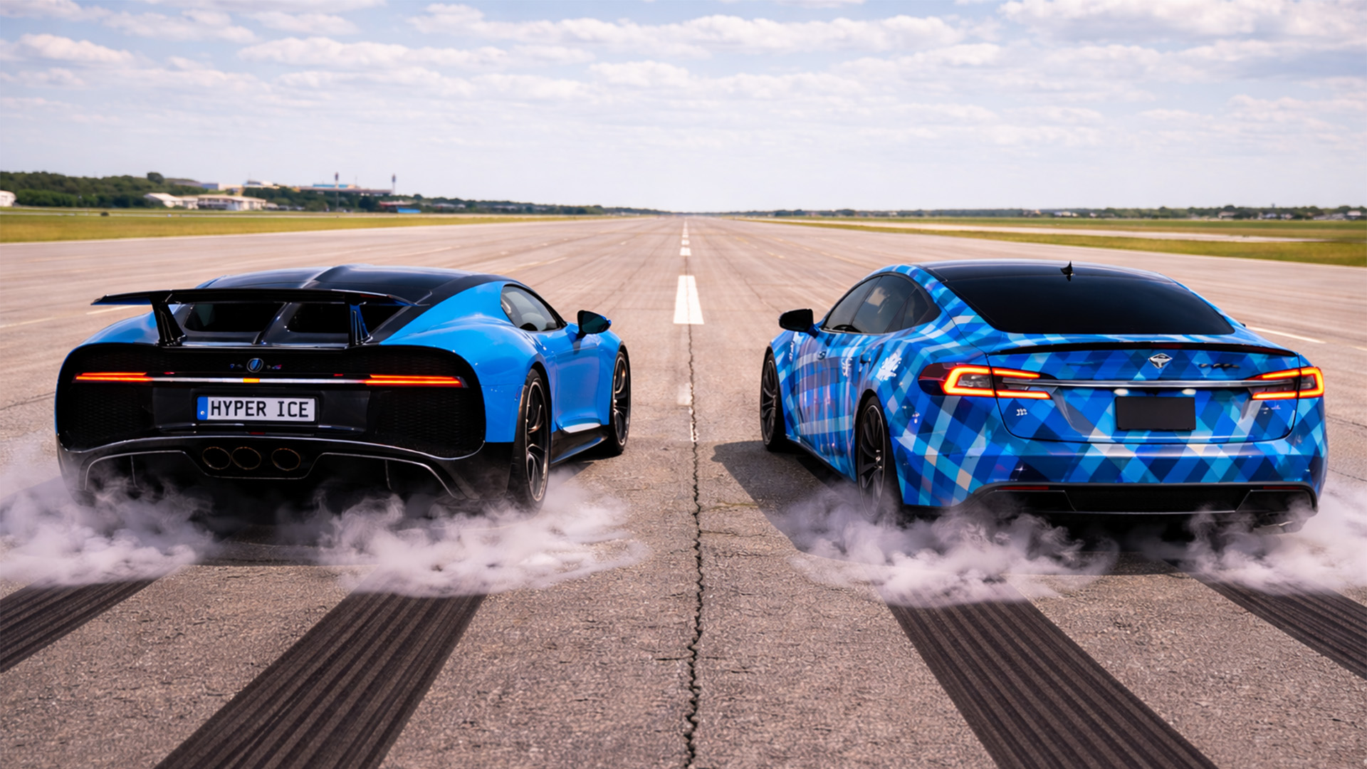 Bugatti Chiron vs Tesla Model S Plaid drag race