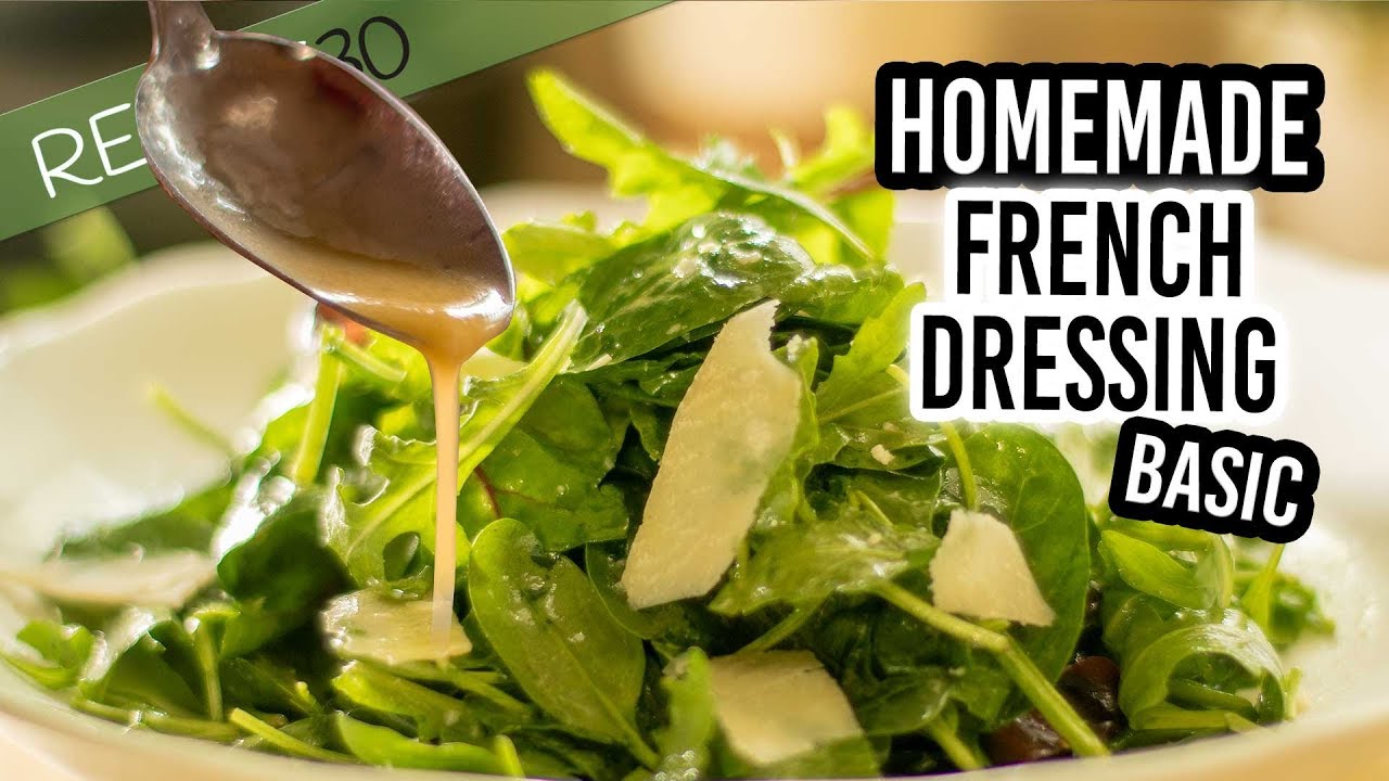 Homemade French salad dressing with olive oil and garlic