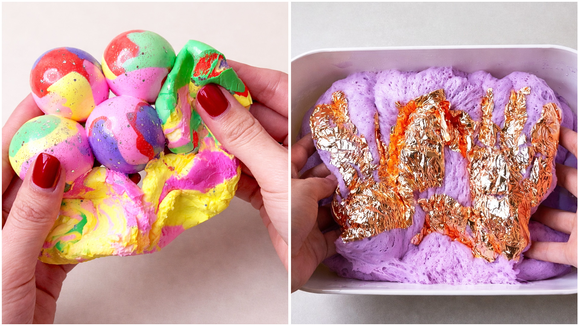 Rainbow slime melt and metallic crunch texture