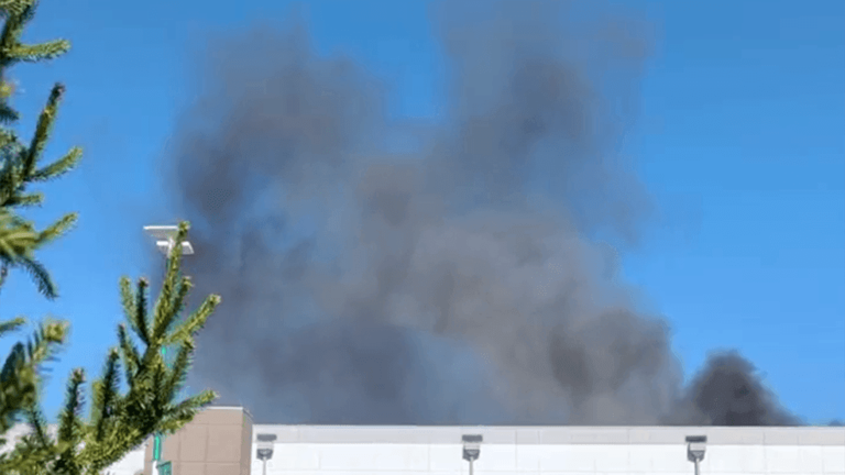 Fire crews battle roof blaze at Amazon facility in Jefferson Township