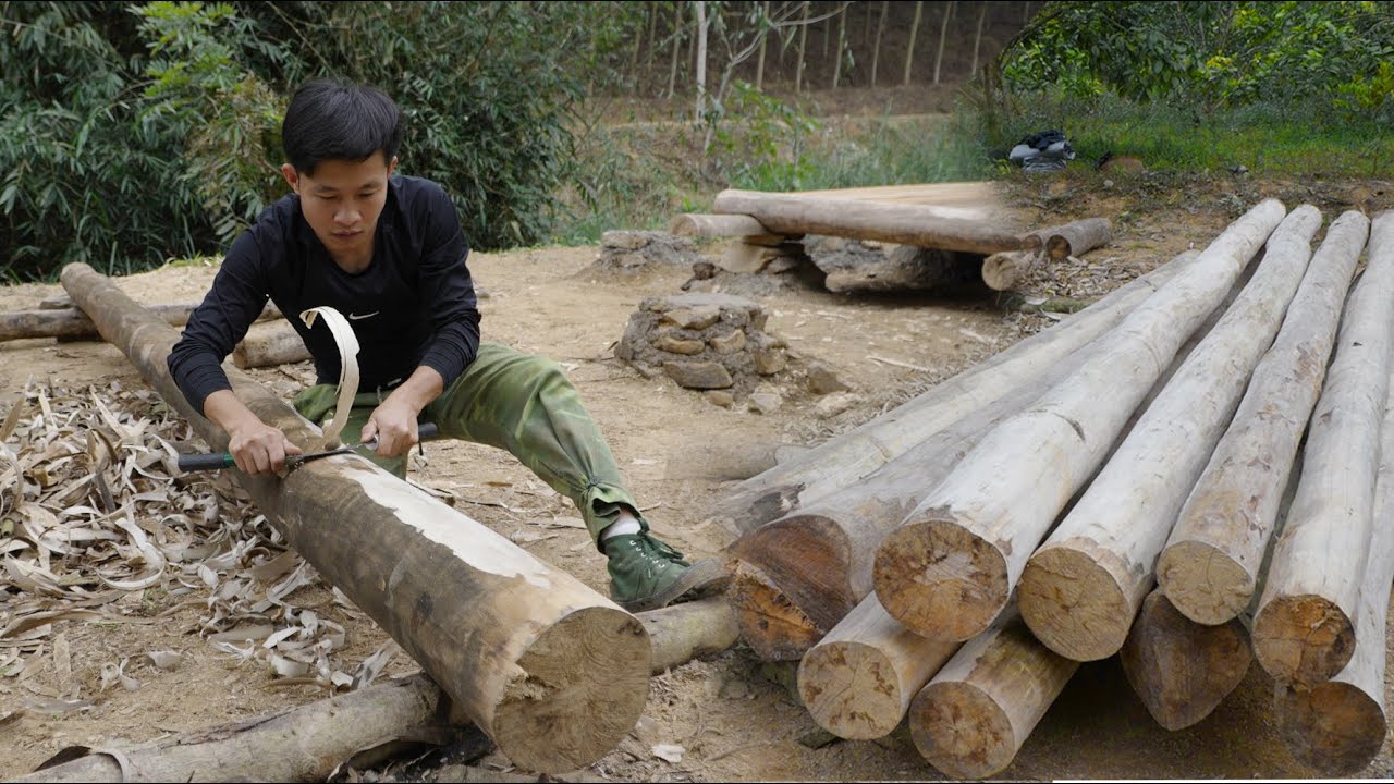 Hand planing and shaping wood for the first wall