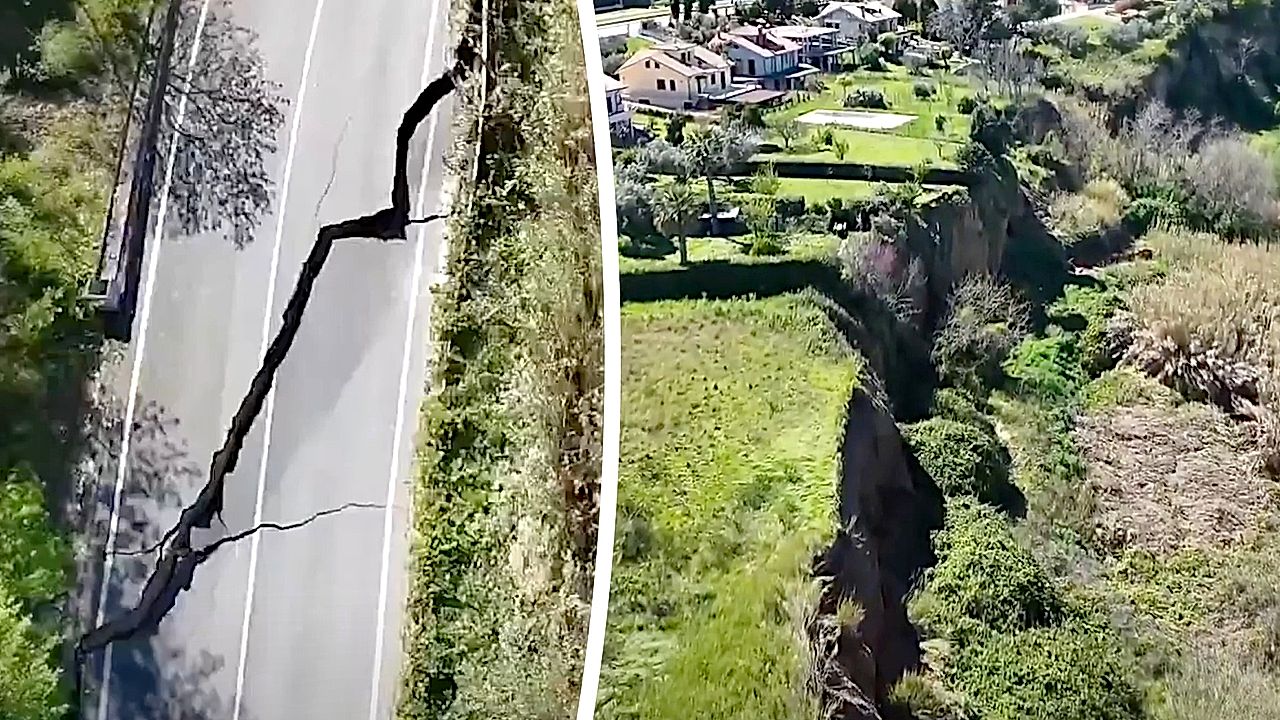 Gigantische aardverschuiving van 4 kilometer legt snelweg en ...