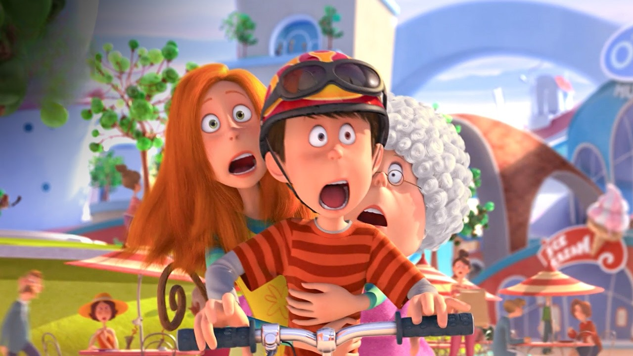 Ted escapes with the last Truffula seed | The Lorax