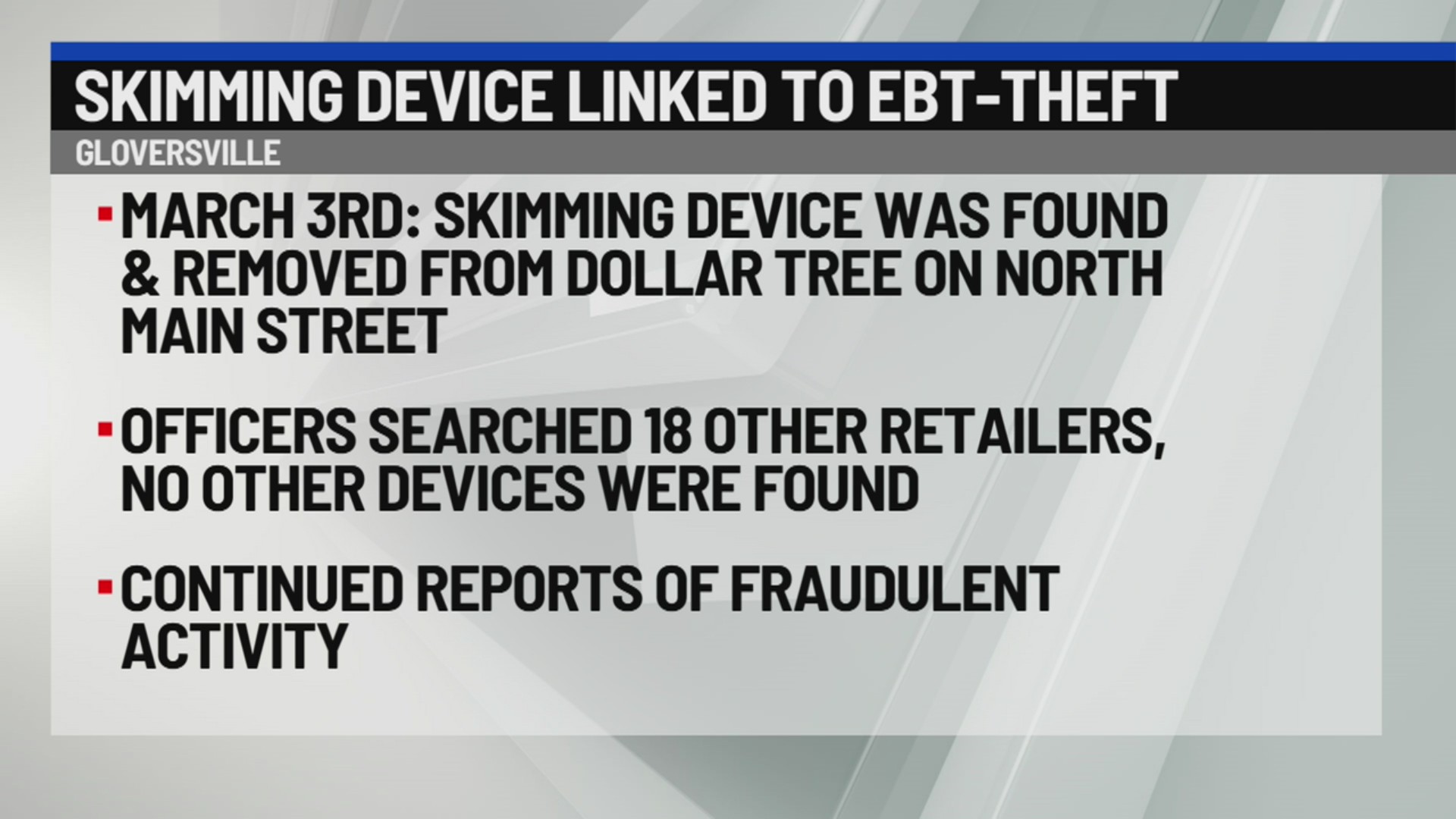 Skimming device found in Gloversville linked to EBT theft