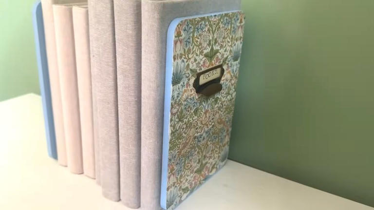 Upgrade Dollar Tree cutting boards into the cutest bookshelf organizers
