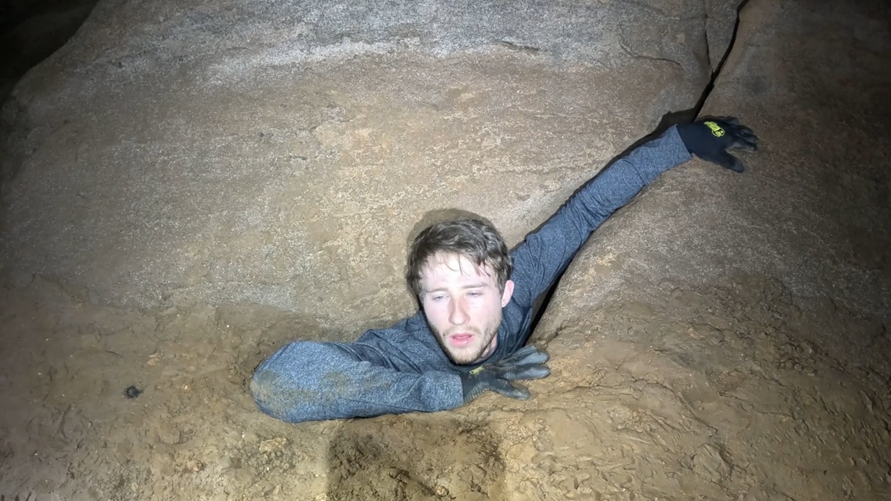 He crawled into the back of the bat cave and the camera kept rolling