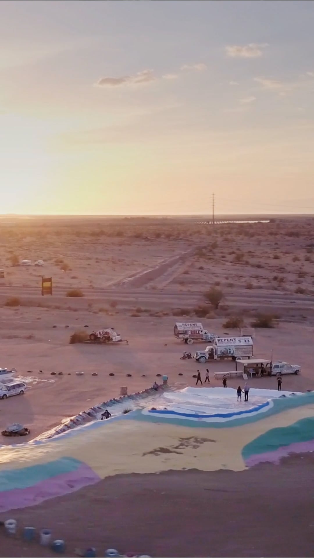 Drone views of Salvation Mountain folk art wonder