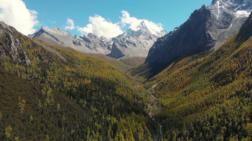 Yading Nature Reserve, China: Drone views of sacred snow peaks