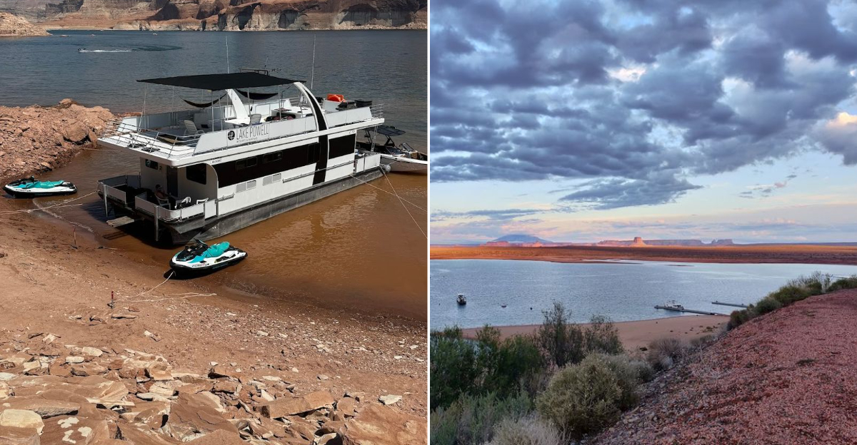 This Arizona lake is now revealing expansive mud flats as water levels fall