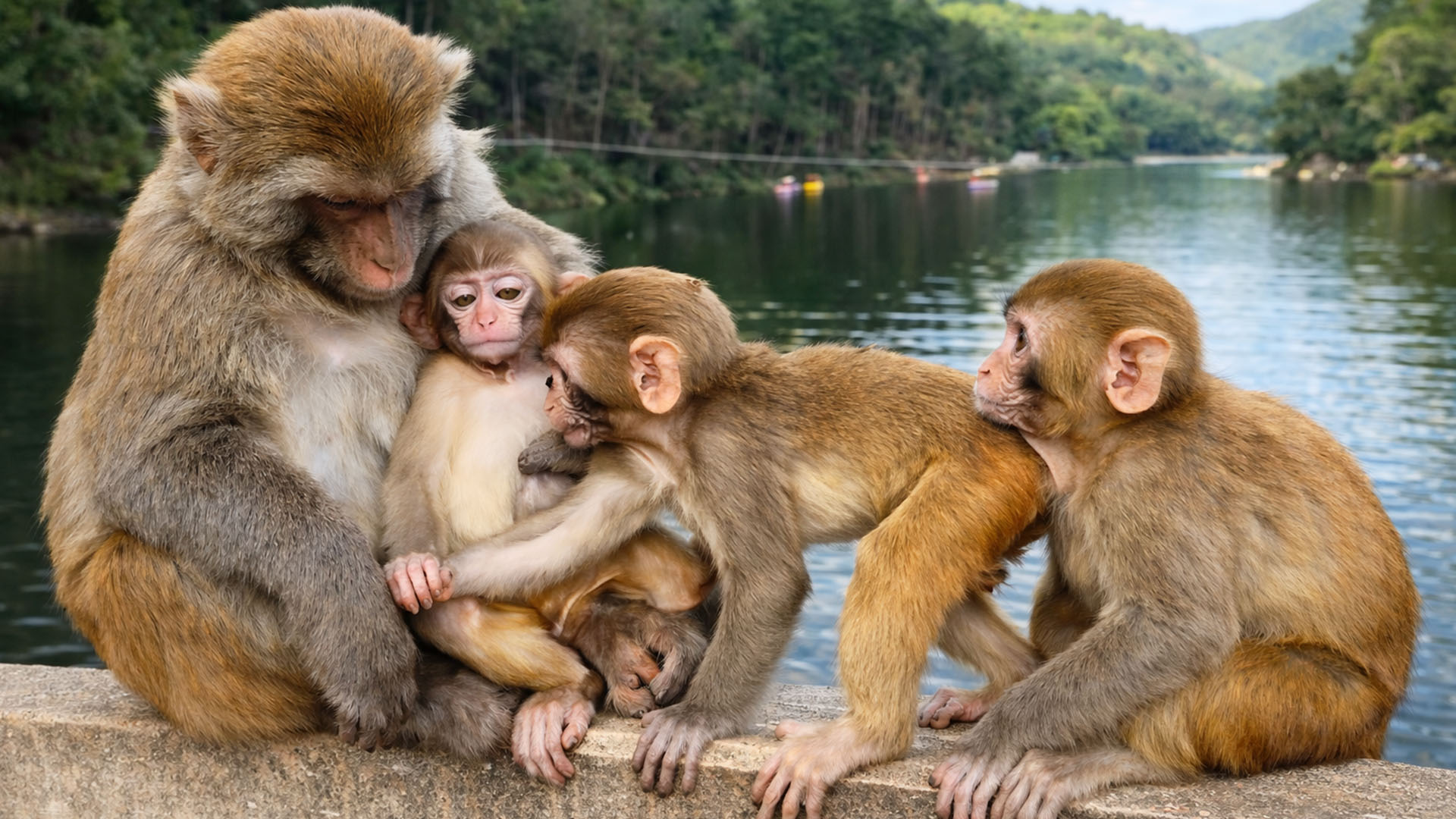 When the situation changes the monkey keeps its baby close