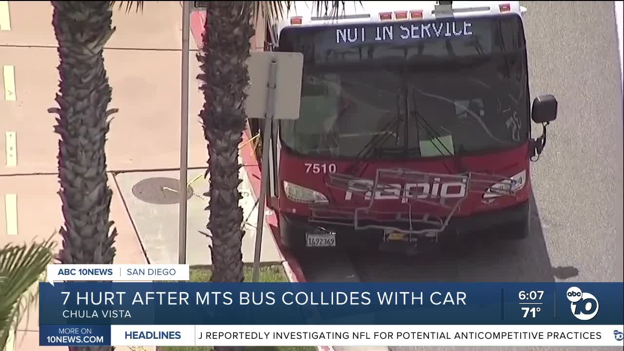 Six hospitalized after Chula Vista MTS bus crash
