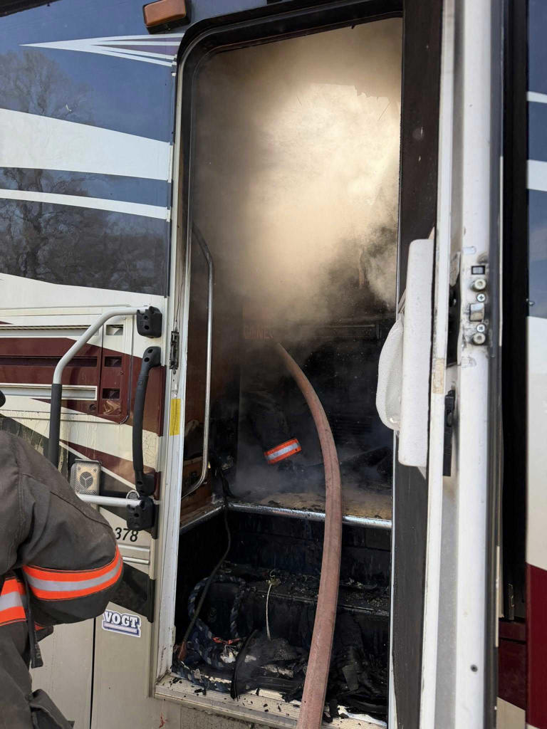 Visible flames | RV catches fire in York County