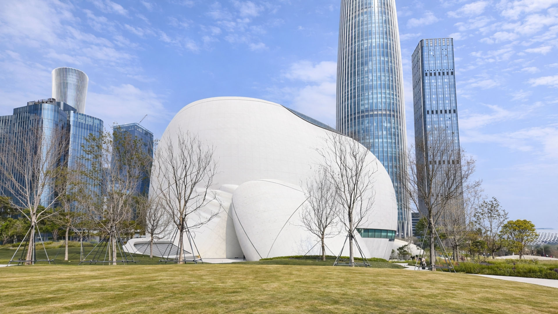 Organic shape building in China appears like a folded solid surface