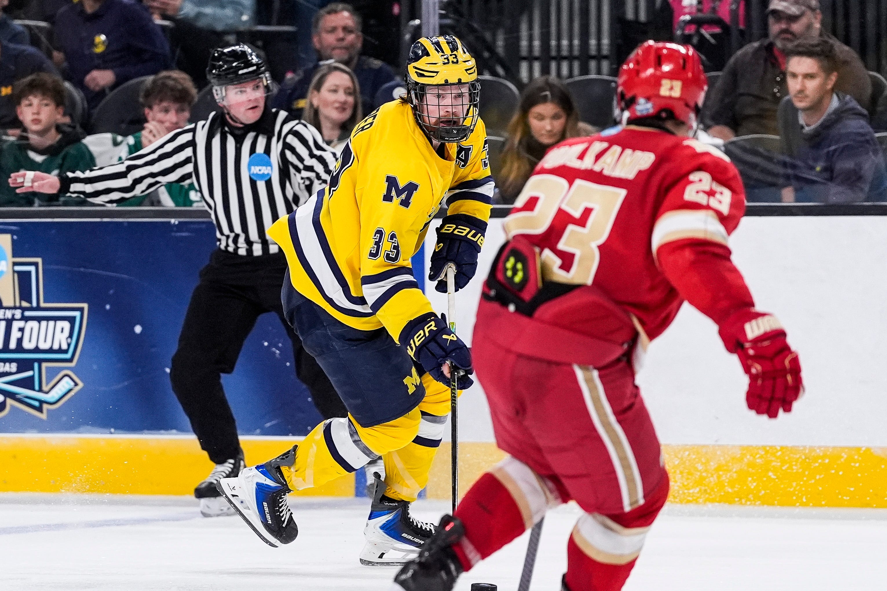Michigan vs Denver hockey highlights: Pioneers knock off Wolverines in ...