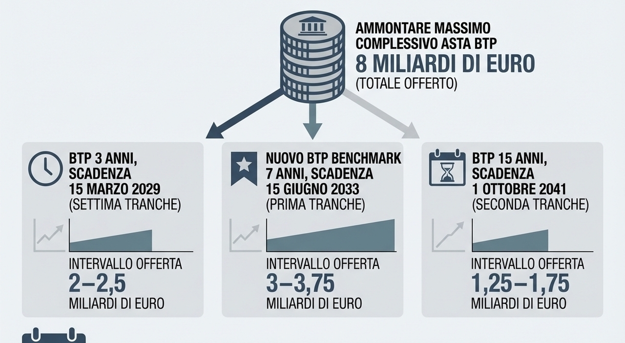 Btp, in asta titoli di Stato a 3, 7 e 15 anni: il collocamento del Mef ...