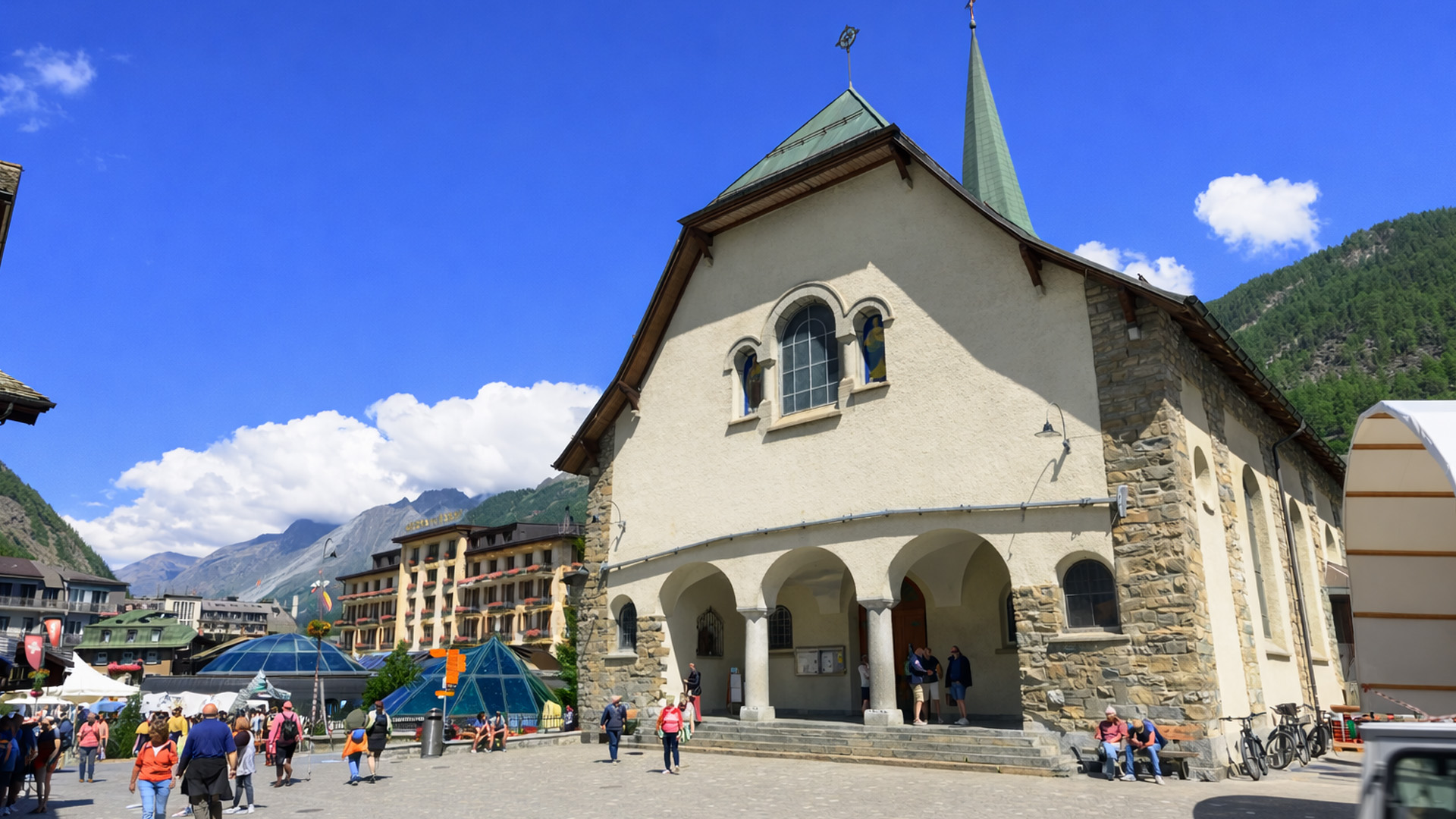 Zermatt Switzerland summer walk alpine village (4K)