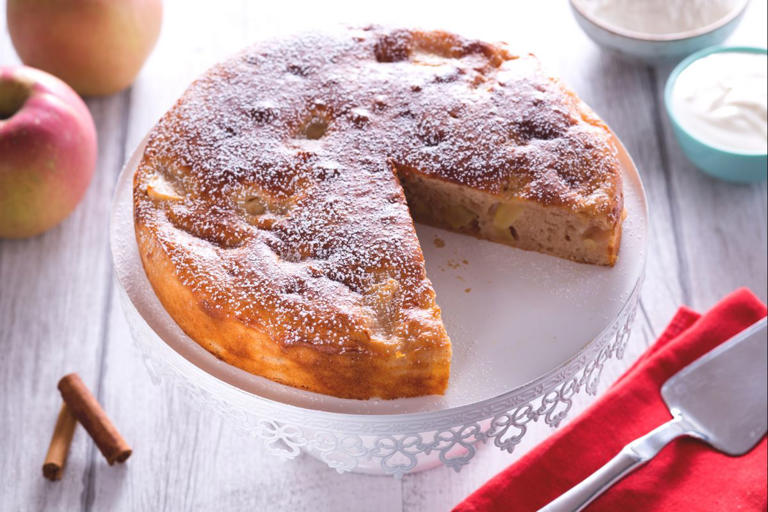Eggless apple yogurt cake