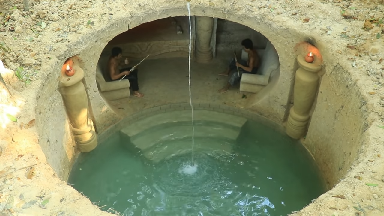 This man built a private living room underground with a pool
