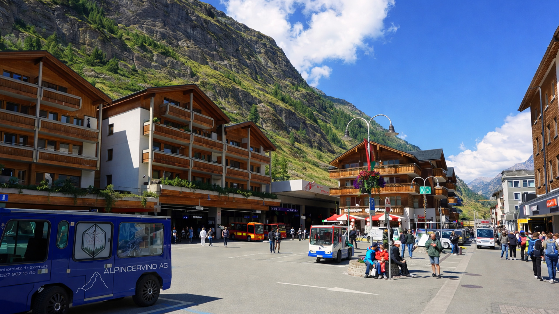 Zermatt in der Schweiz zeigt im Sommer die schöne Matterhorn-Kulisse (4K)