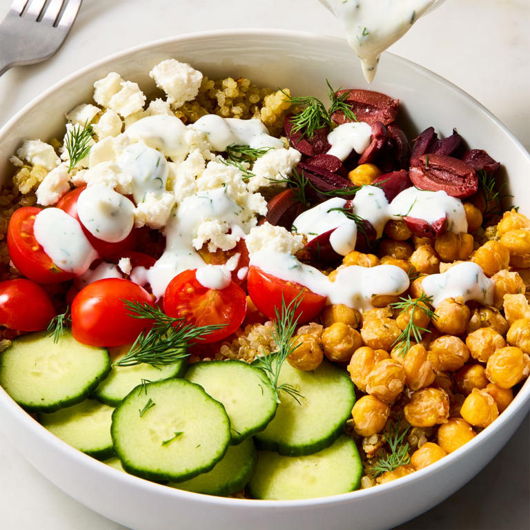 My Mediterranean chickpea protein bowl is a bright & zesty weeknight ...