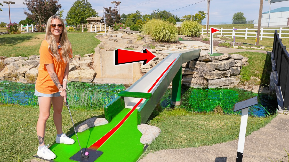 We found the hardest mini golf course at a driving range!