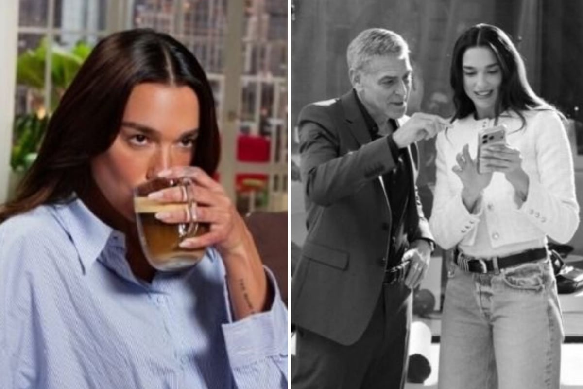 Dua Lipa and Clooney chemistry revealed in new Nespresso advert pics