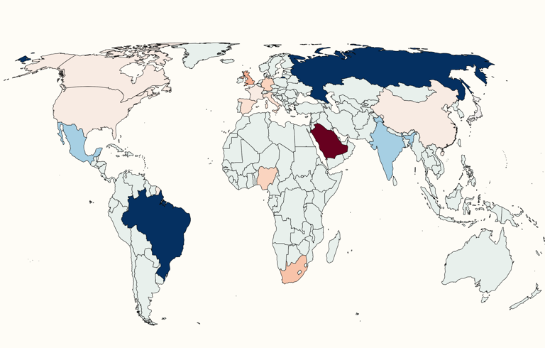 Map shows countries taking biggest hit from Iran war