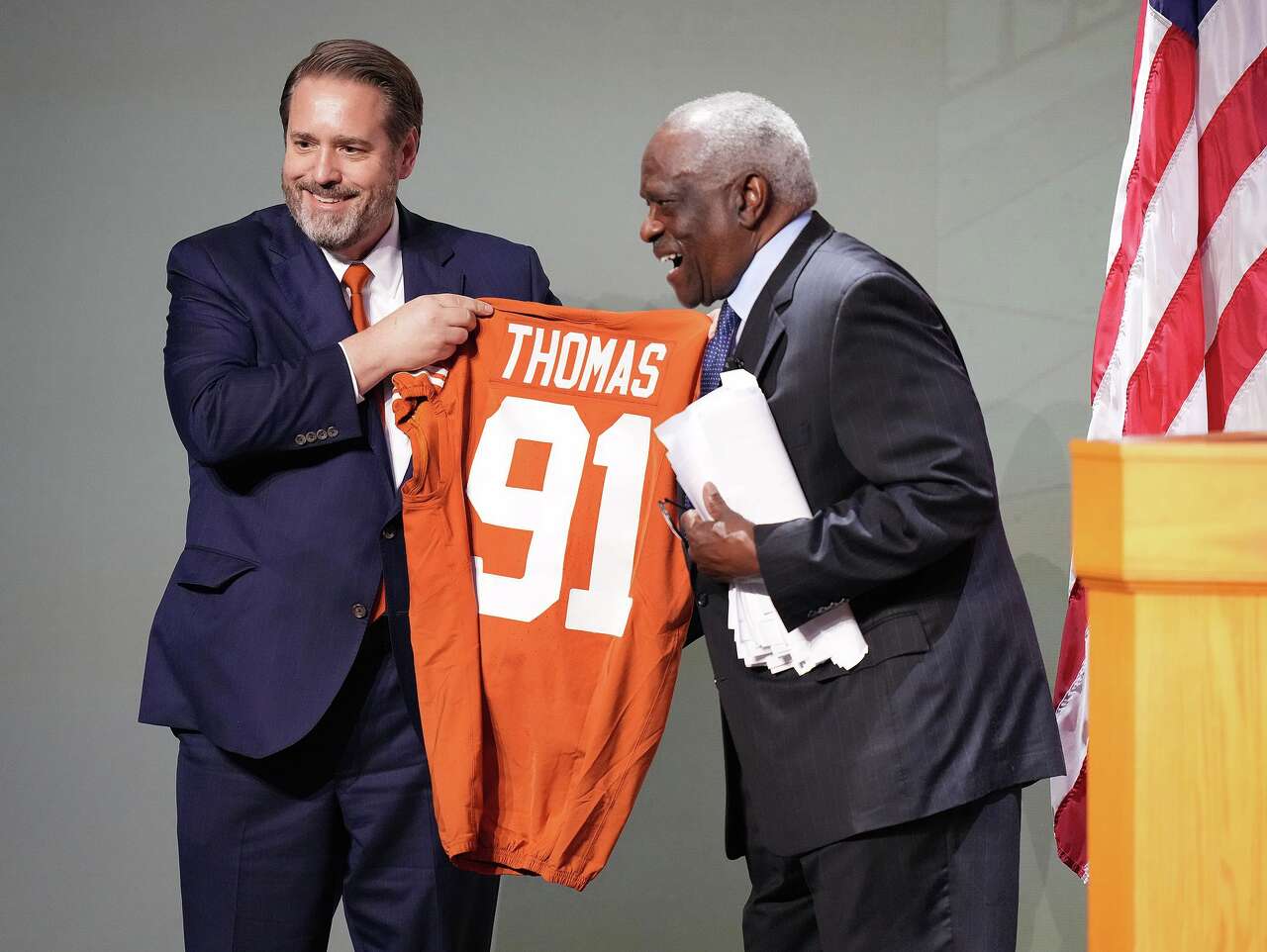 At UT lecture, Clarence Thomas says America's values under are threat