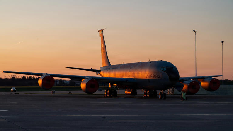 A KC-135 aerial refueler was seen covered in holes. It’s back in the sky.