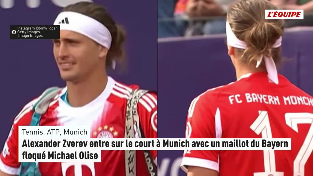Alexander Zverev entre sur le court à Munich avec un maillot du Bayern ...