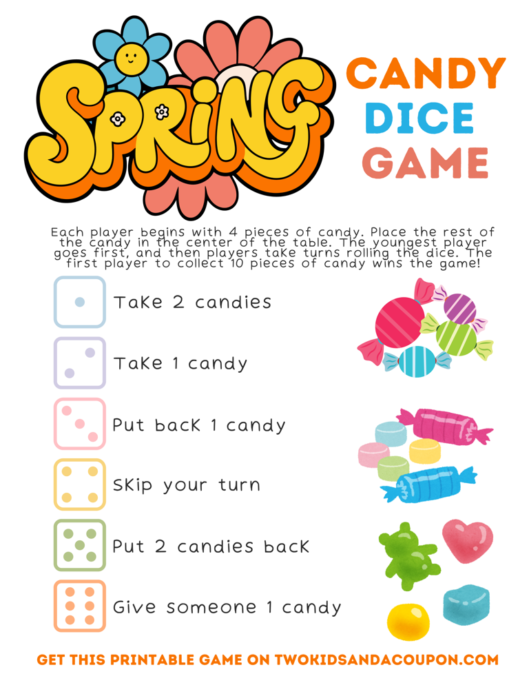 Roll, swap, and snack: Print this spring dice game