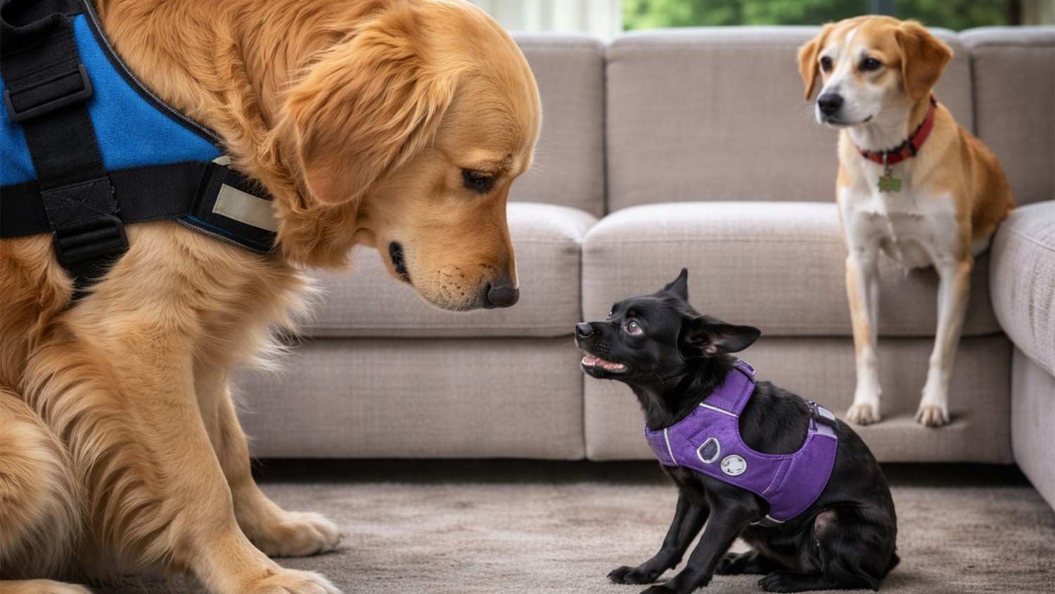 How my golden retriever handled 2 completely shut down rescue puppies
