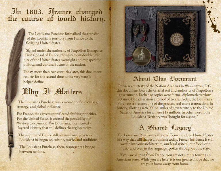 Louisiana Purchase documents signed by Napoleon on display at the Old ...