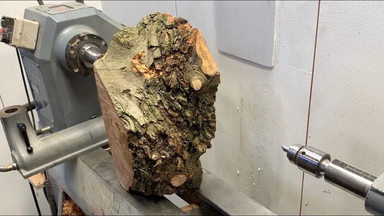 Watch what happens when this rough wood reveals a dragon skin pattern ...