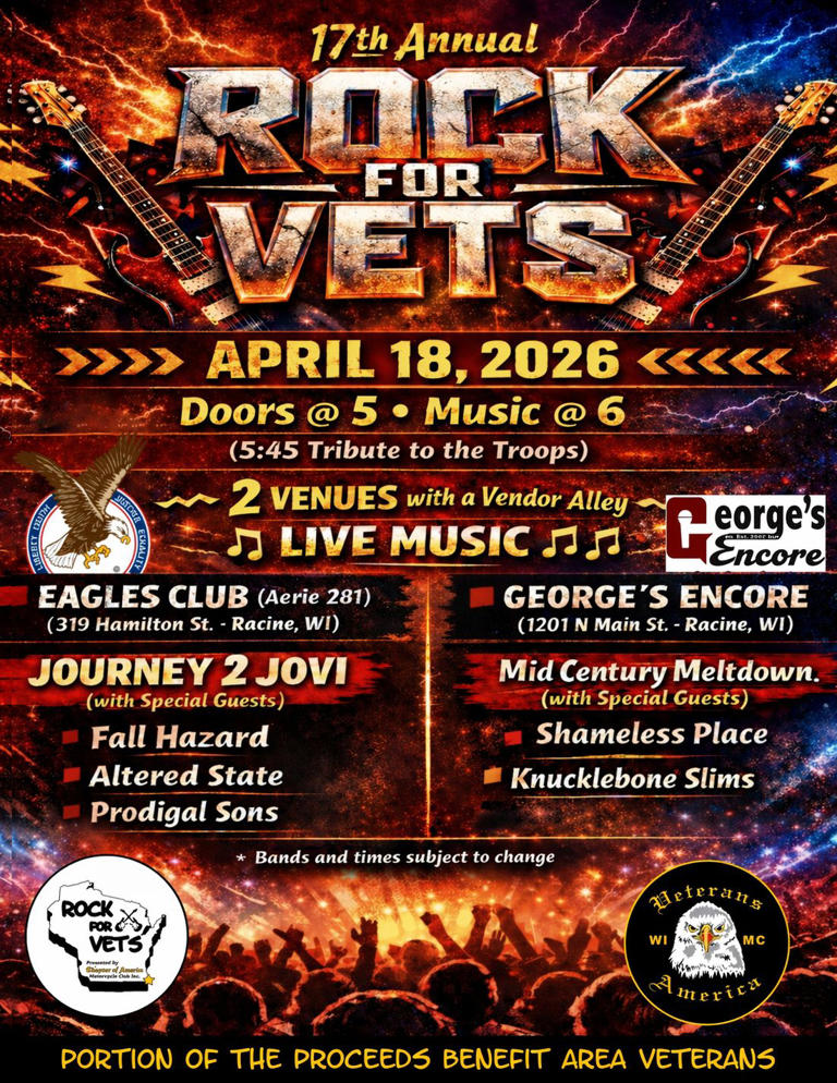 Rock for Vets returns to Racine Saturday with seven bands, two venues
