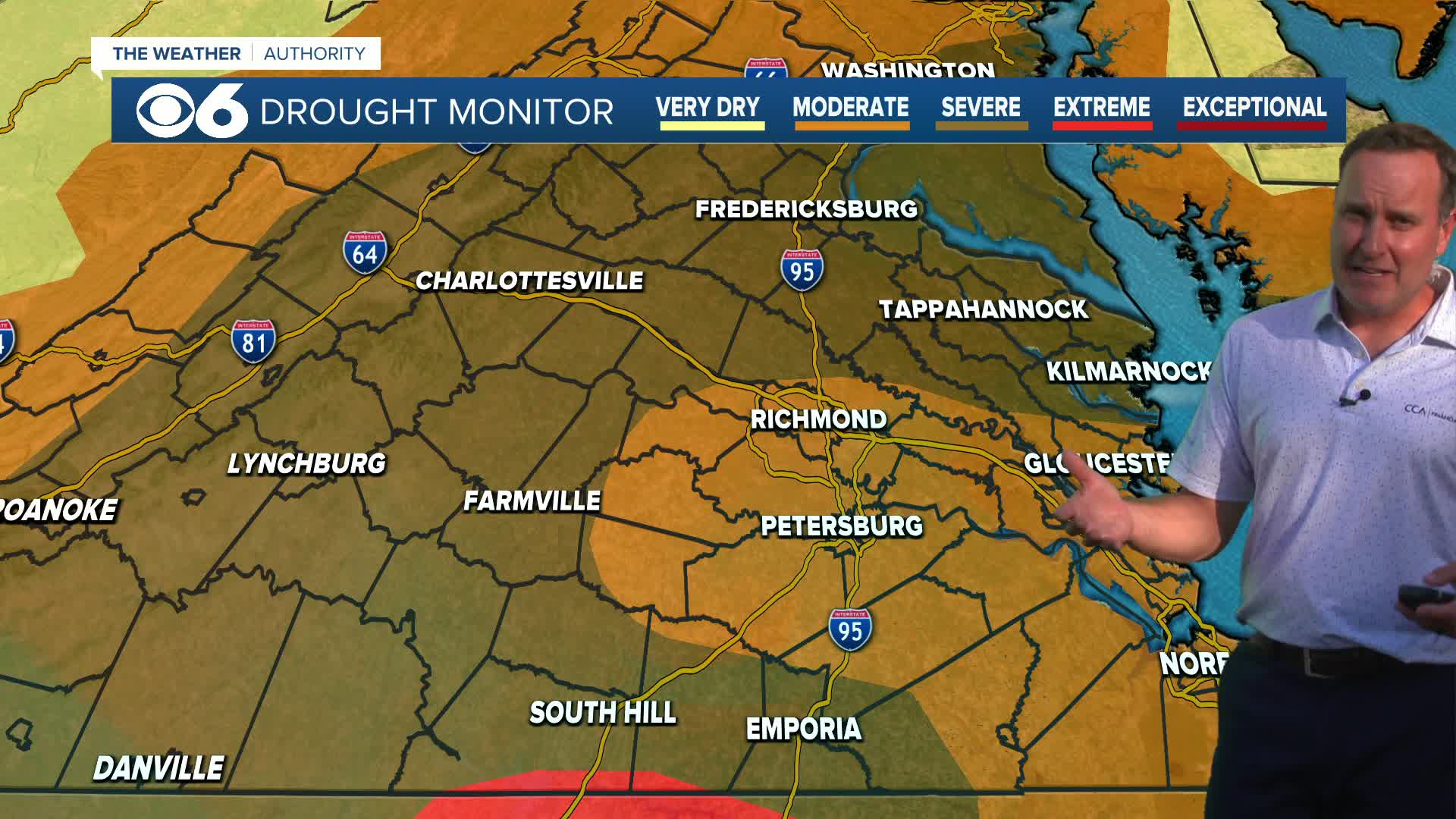 Updated drought monitor shows 'huge area' of severe drought in Virginia