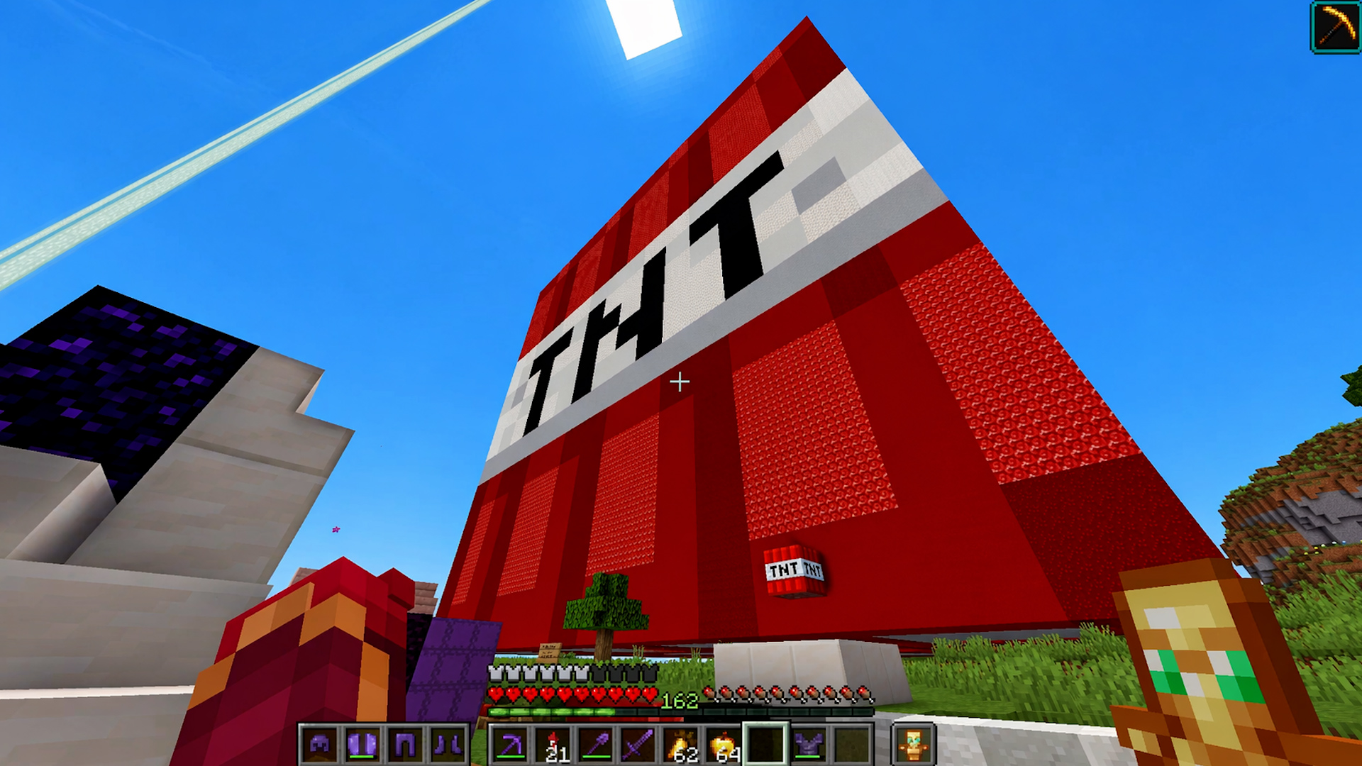 Constructing a large TNT block structure in Minecraft
