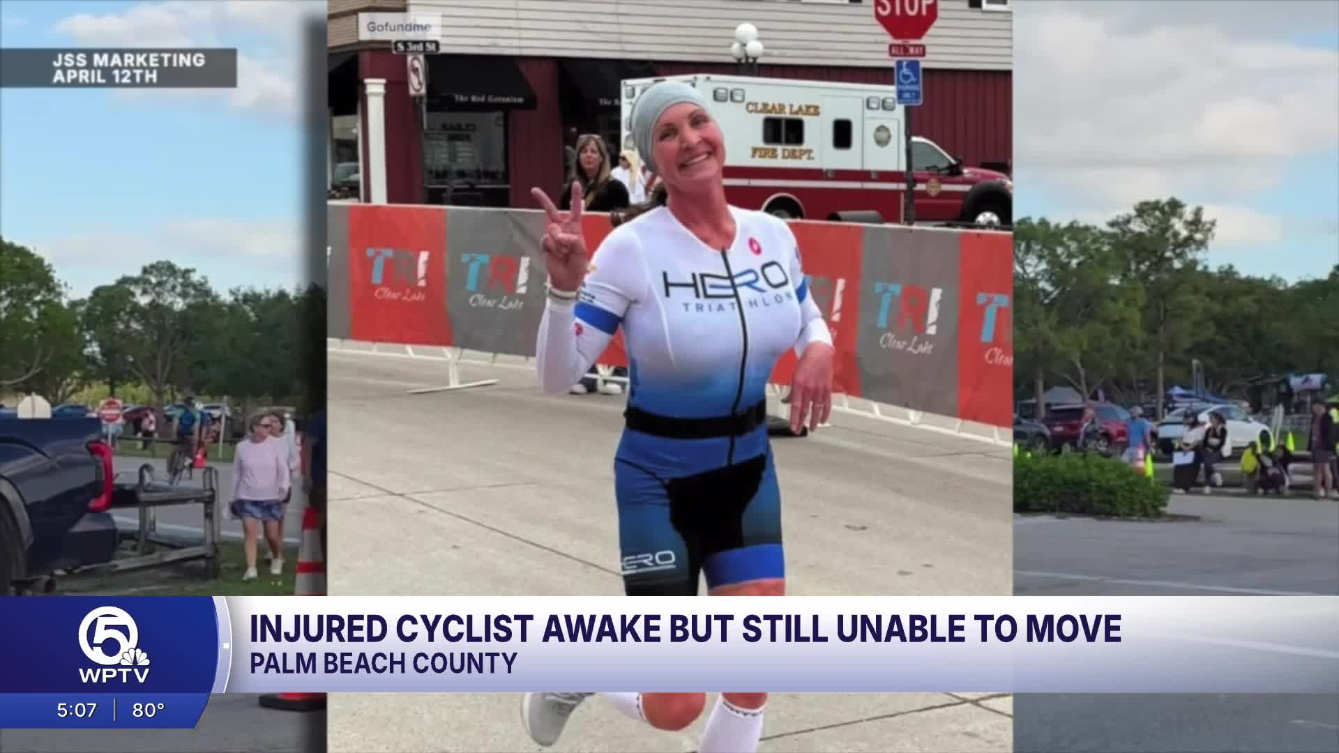 Injured cyclist out of coma, still paralyzed
