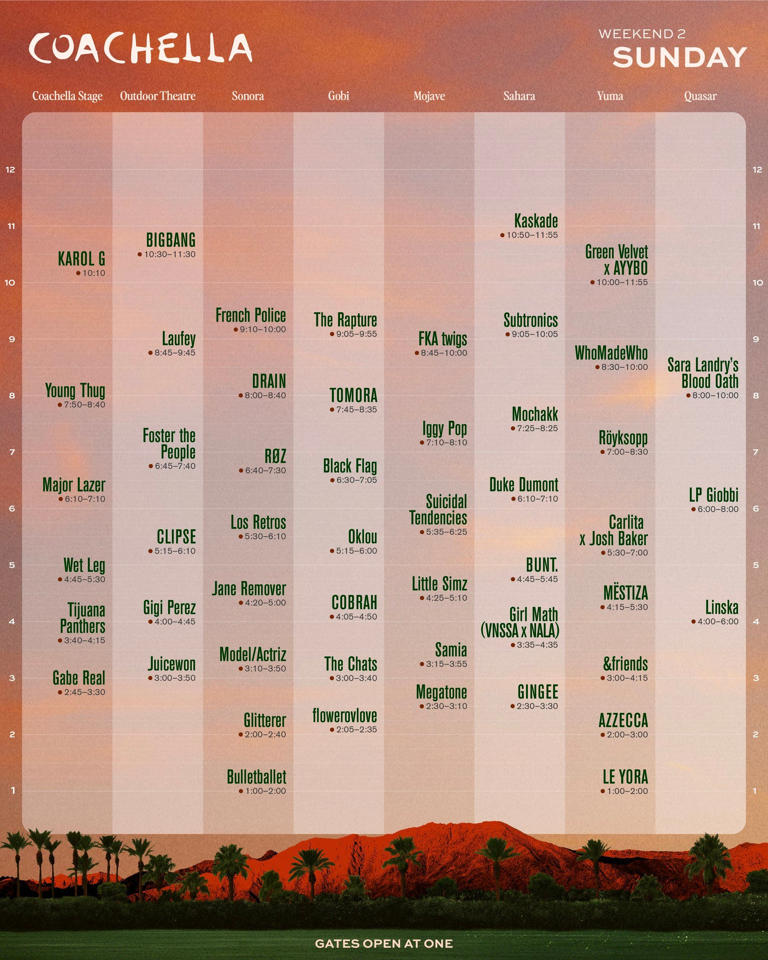 Coachella weekend 2 schedule: Sabrina Carpenter, Justin Bieber, Karol G ...