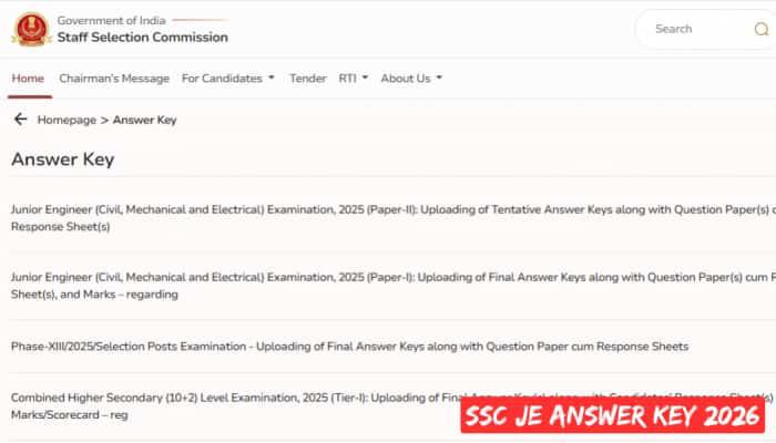 SSC JE answer key 2026 out: Check response sheet, download PDF, and ...