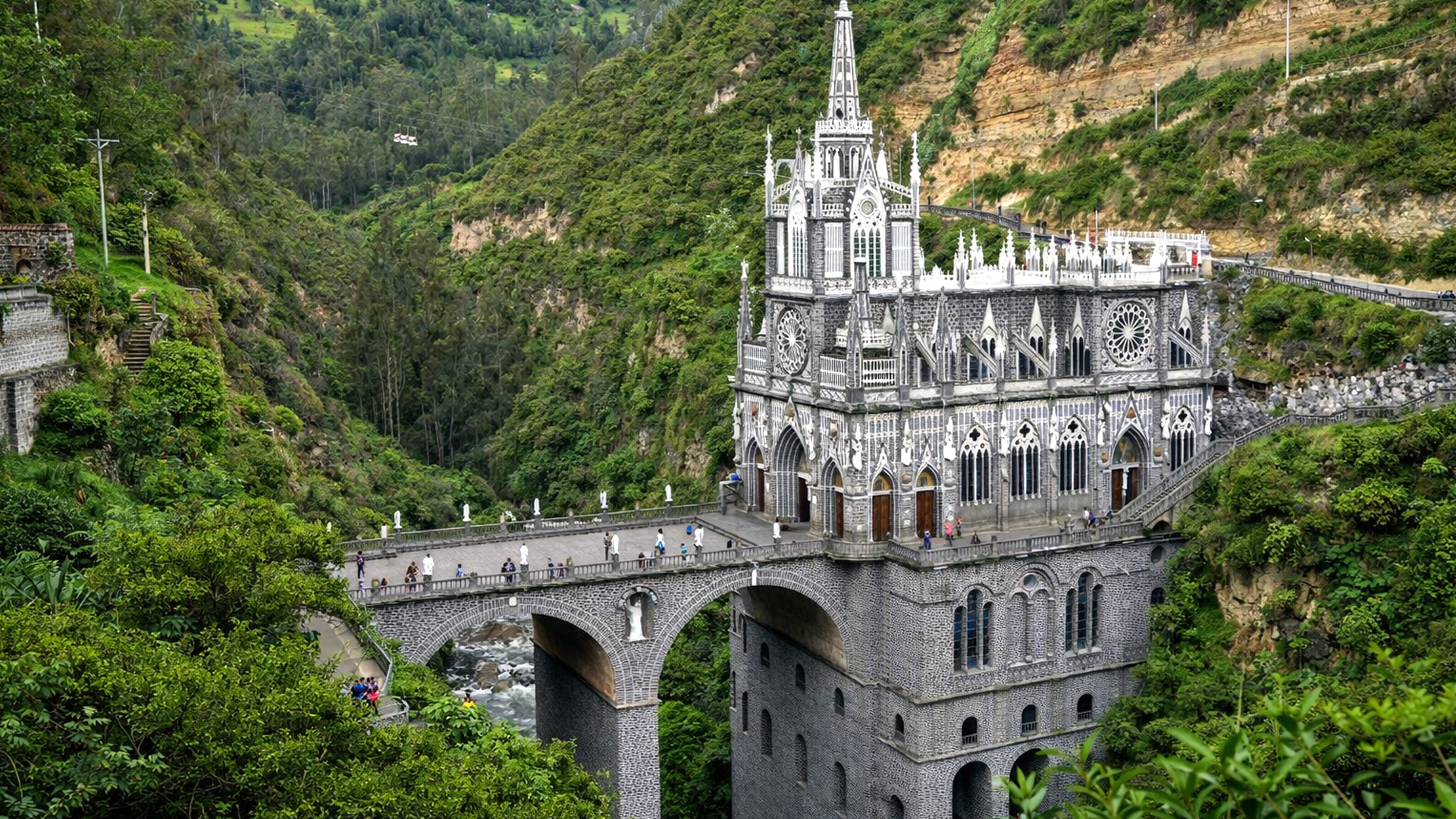 A sanctuary built directly above a deep canyon