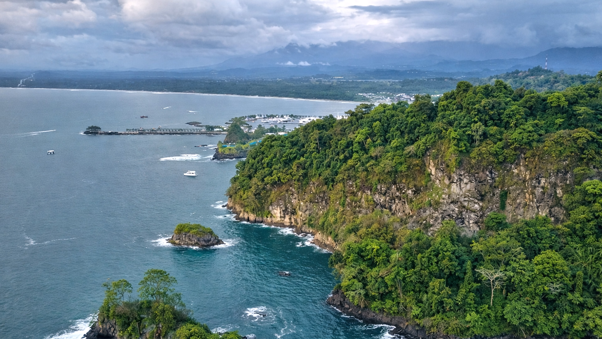A rugged coastline with cliffs falling directly into the sea