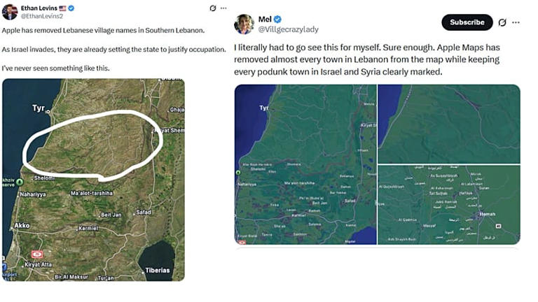 Did Apple remove Lebanon’s villages from its maps? It says they were ...