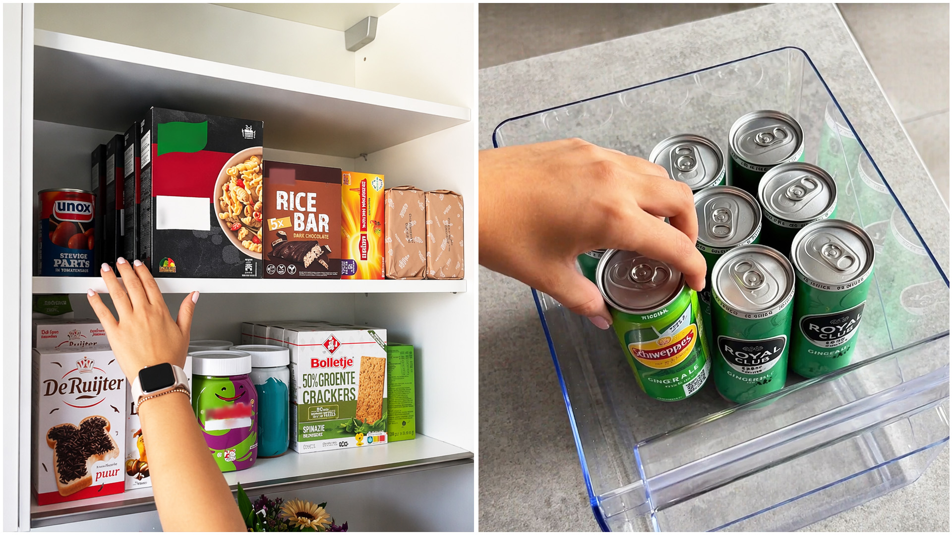 Pantry shelf restock and clean storage setup