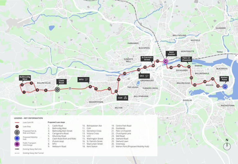 New Luas Cork route unveiled with 27 stops as public consultation opens ...